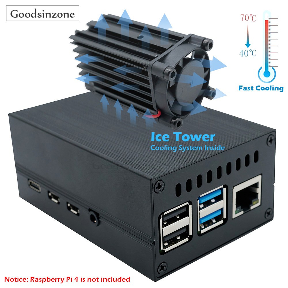 Jual Raspberry Pi 4 ICE Tower Fast Cooling System Aluminum Box Heatsink ...