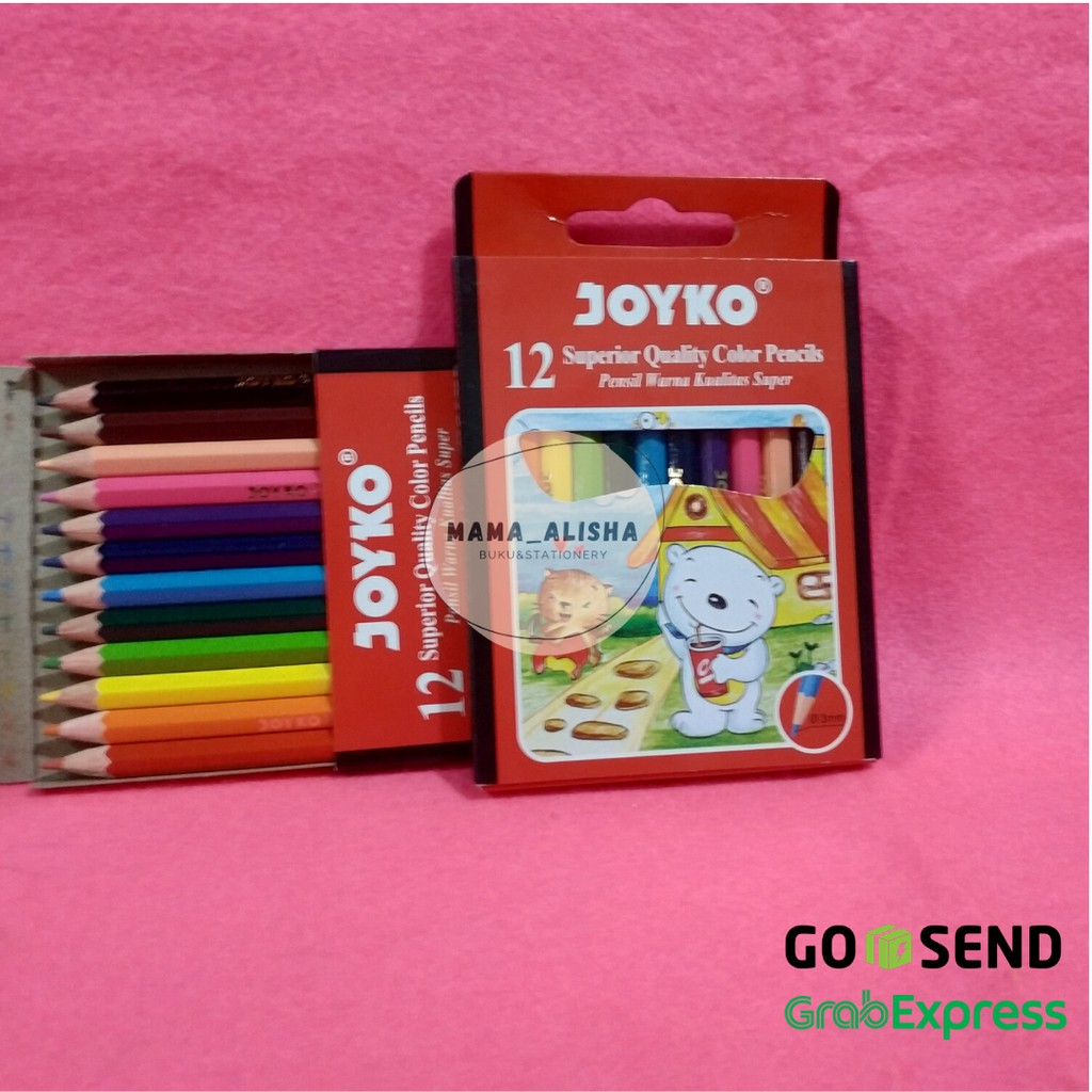 Jual Color Pencil Pensil Warna joyko isi 12 Ukuran Pendek Mini | Shopee ...