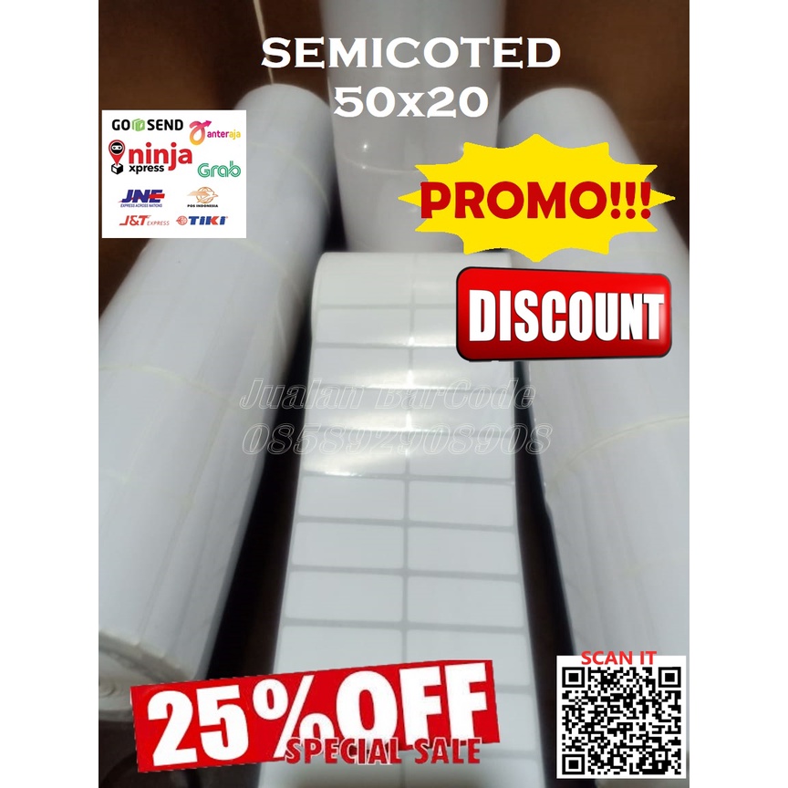 Jual LABEL STIKER PRINTER BARCODE SEMICOATED | SEMICODE | SEMICOT 50x20 | 5cm x 2cm | 50mmx20mm ...