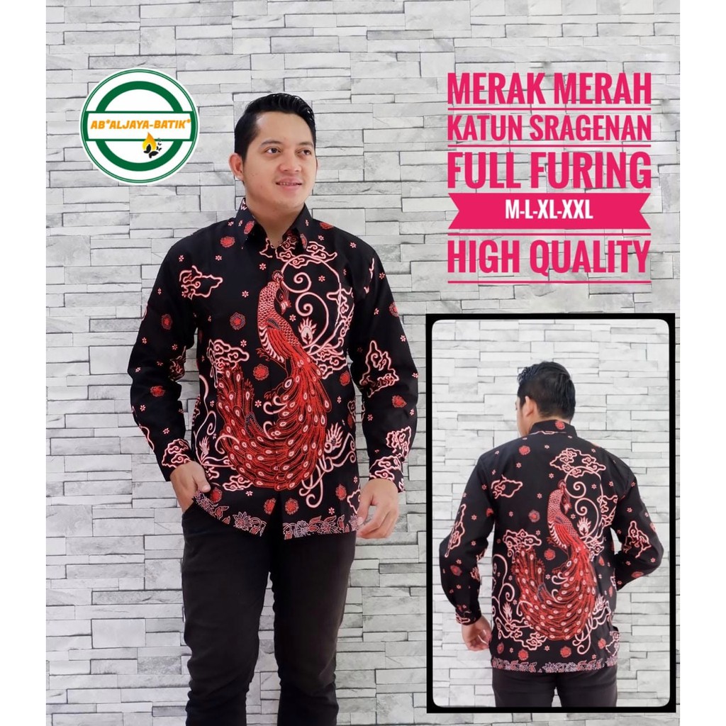 Jual MERAK MERAH ALJAYA KEMEJA BATIK PRIA SOLO LENGAN PANJANG PENDEK ...