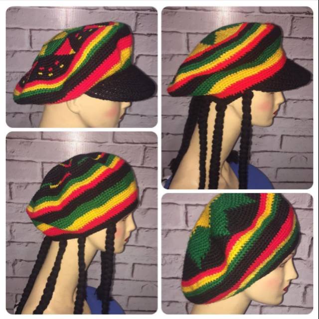Jual Tapi baret/kupluk rasta gimbal reggae | Shopee Indonesia