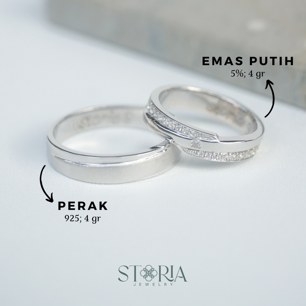 Jual Cincin Kawin Couple Emas Putih K-Gold Perak Sterling Silver 925 GS-4-08 Nikah Tunangan Ukir ...