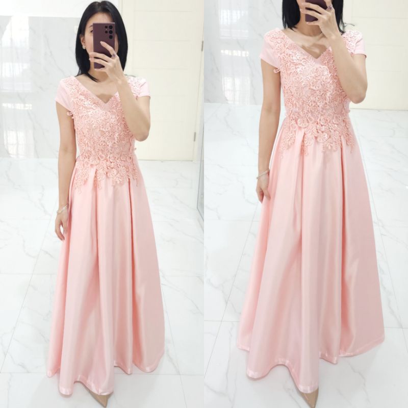 Jual KLOG SATIN TIPE A Longdress gaun pesta brukat/ nightgown/ gaun ...