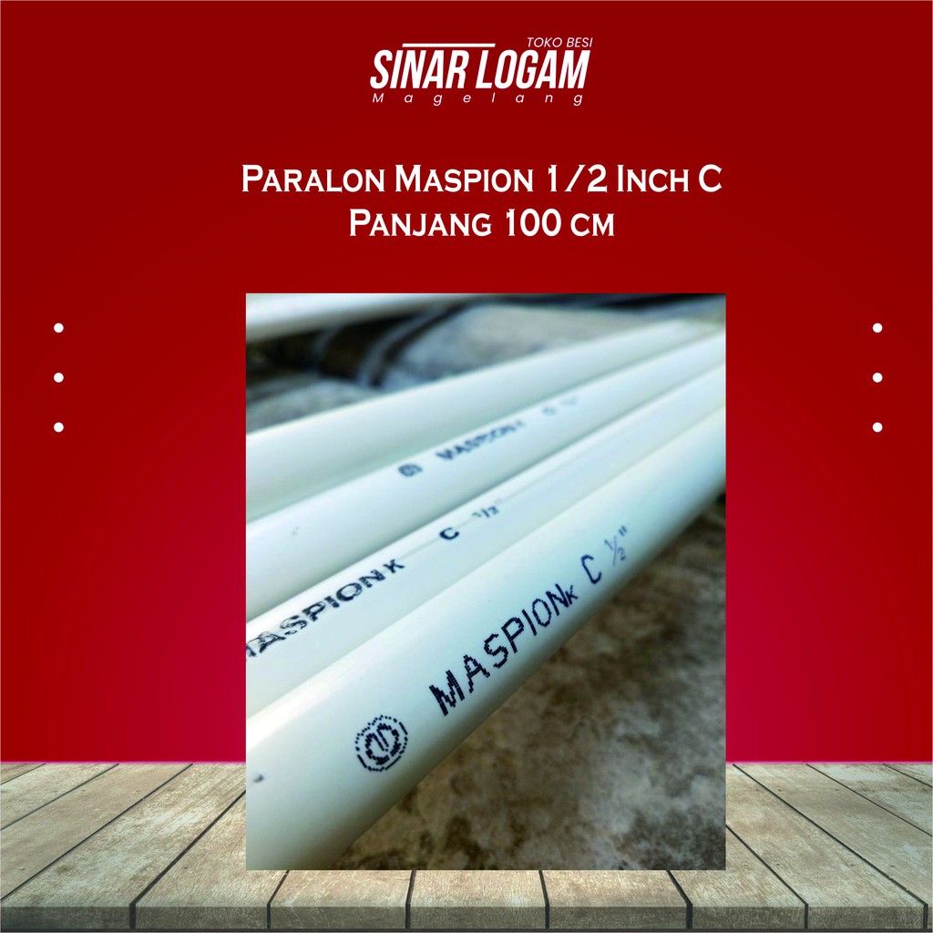 Jual PIPA AIR PVC 1/2" INCH MASPION C PER 100 CM PARALON LEDENG ...