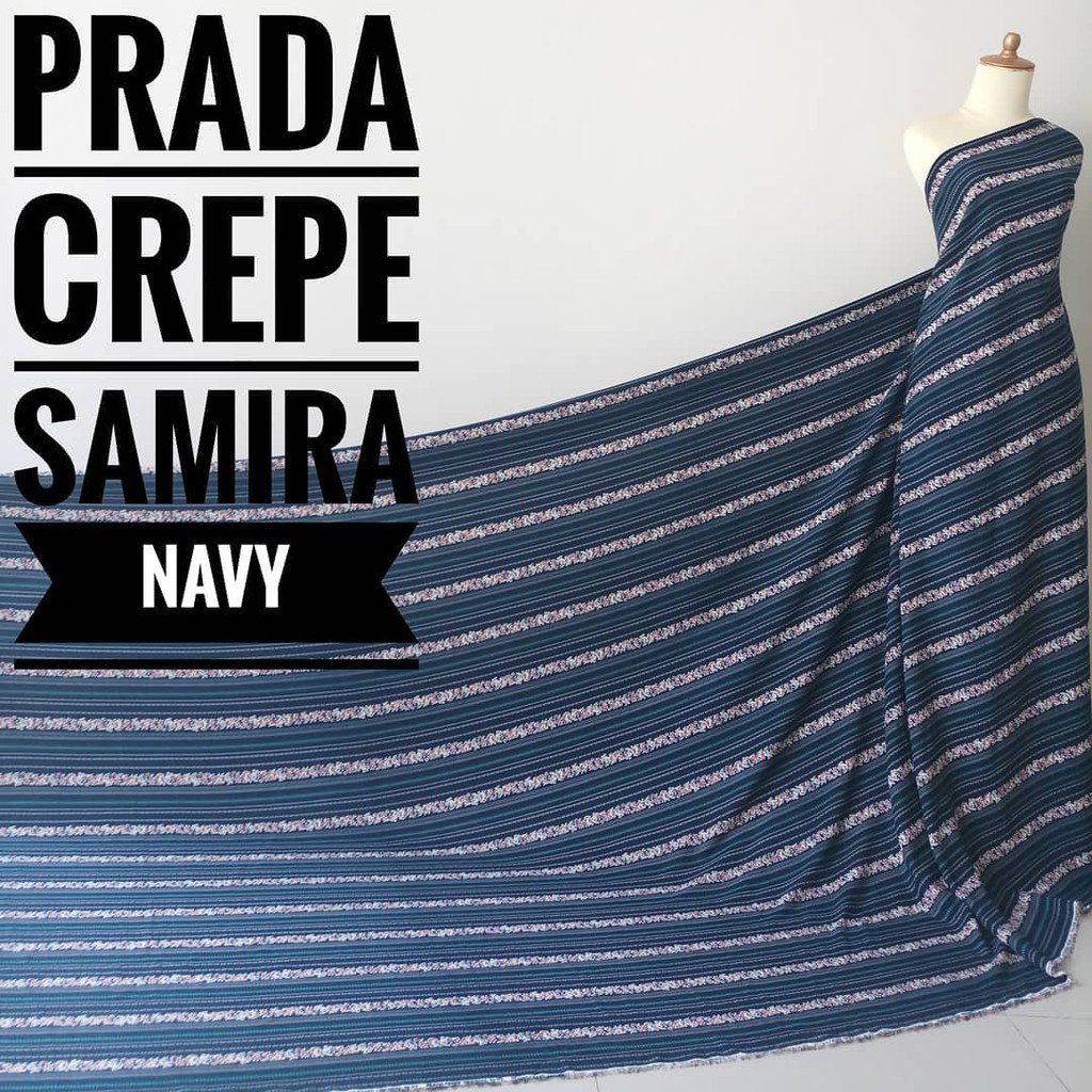 Jual Kain Meteran Prada Crepe Samira Navy (0.5M) | Shopee Indonesia