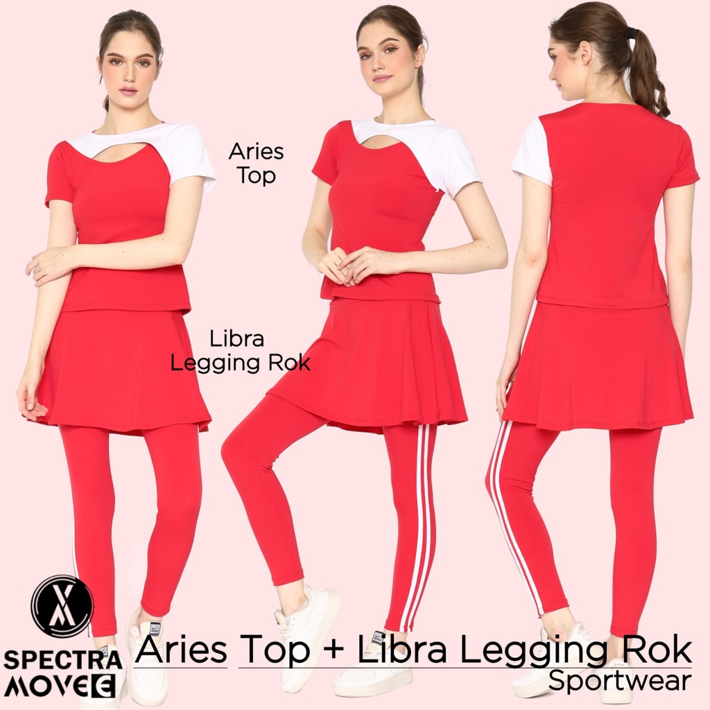Jual Baju Senam merah putih dan Legging Rok | Shopee Indonesia