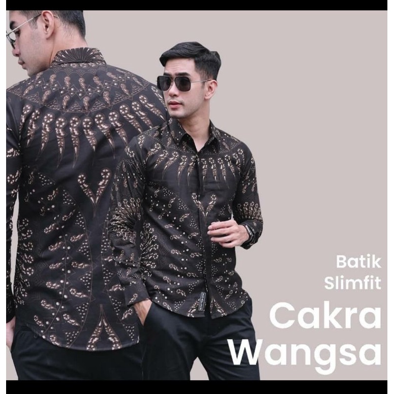 Jual CAKRA WANGSA HITAM kemeja batik pria lengan panjang modern slimfit ...