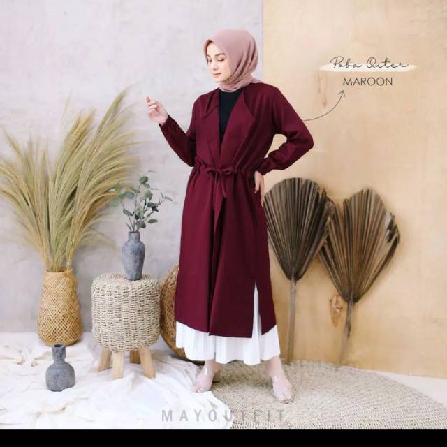 Jual Poba outer by mayaoutfit warna maroon | Shopee Indonesia