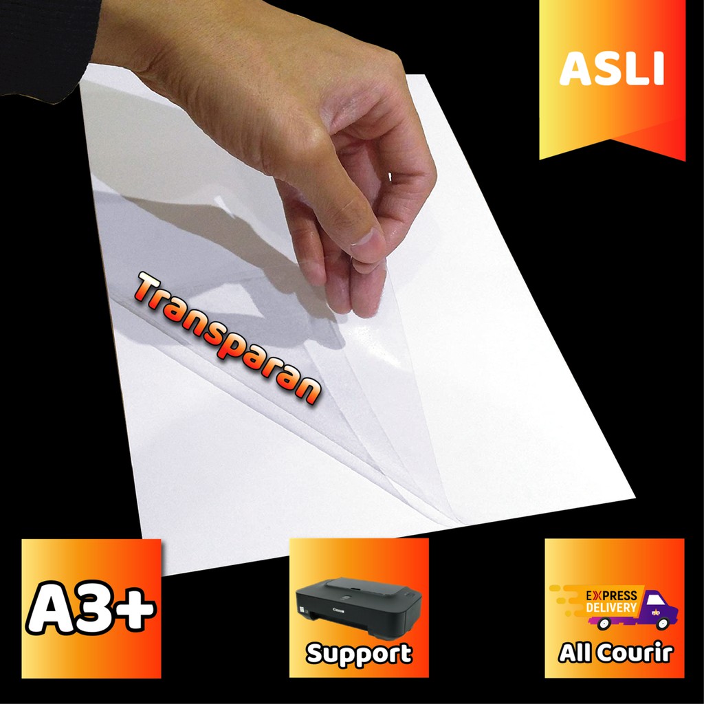 Jual Kertas Stiker Transparan A3+ / Stiker Vinyl Waterproof Bening ...