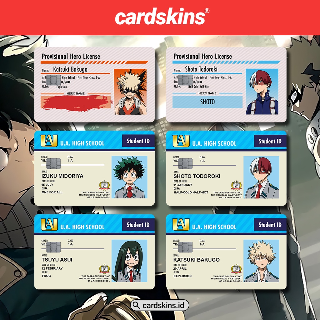 Jual MY HERO ACADEMIA BNH STUDENT ID | GARSKIN / STICKER KARTU ATM ...