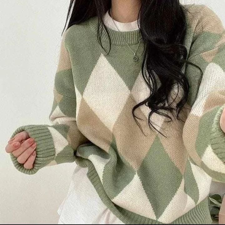 Jual Camel ZigZag Switer Rajut Wanita Korea Kekinian Tebal Panjang ...