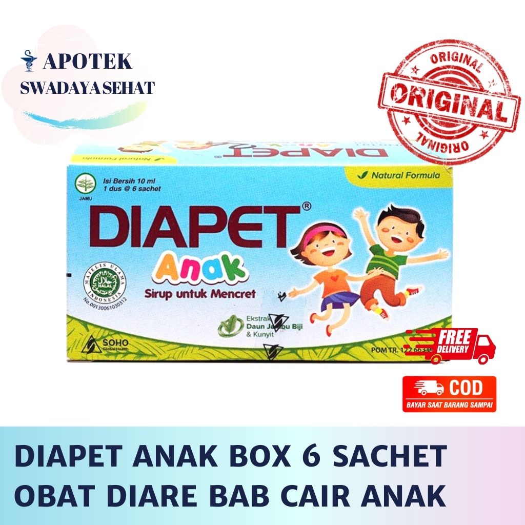 Jual DIAPET ANAK BOX Isi 6 SACHET - Obat Diare Mencret Anak Sirup Mules ...