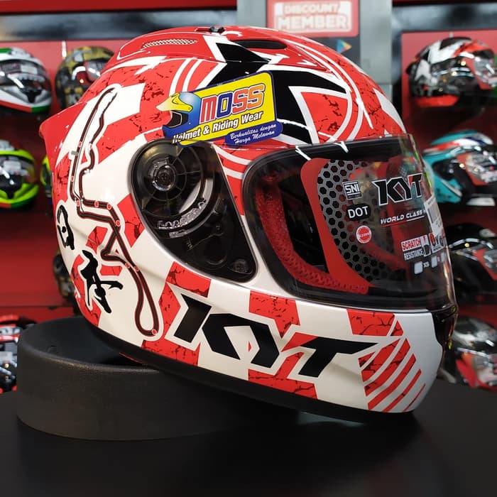 Jual Helm Full Face KYT RC7 / RC 7 #17 White Red Original | Shopee ...