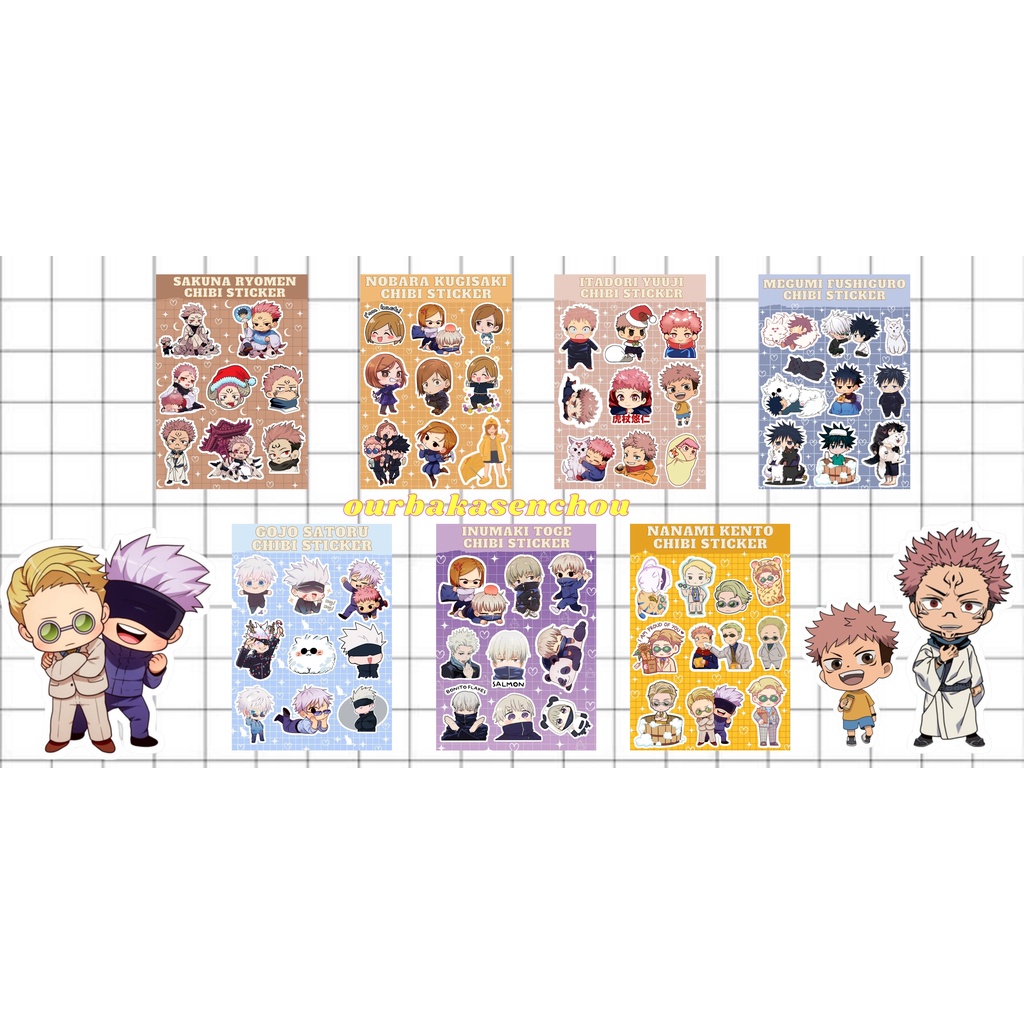 Jual STICKER SET JUJUTSU KAISEN CHIBI VERSION GOJO SAKUNA MEGUMI NOBARA ...