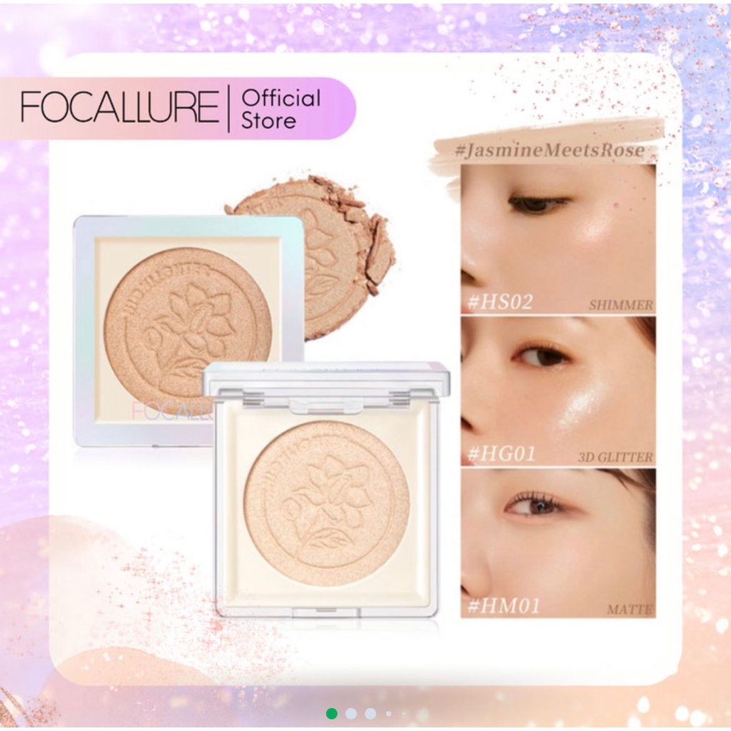 Jual Focallure #JasmineMeetsRose Highlighter Shimmer Glitter Bedak ...