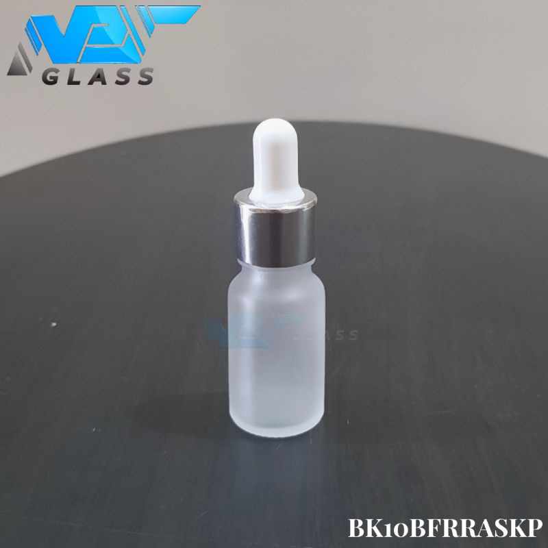 Jual botol kaca pipet 10ml frosted bening doff - ring almunium silver ...
