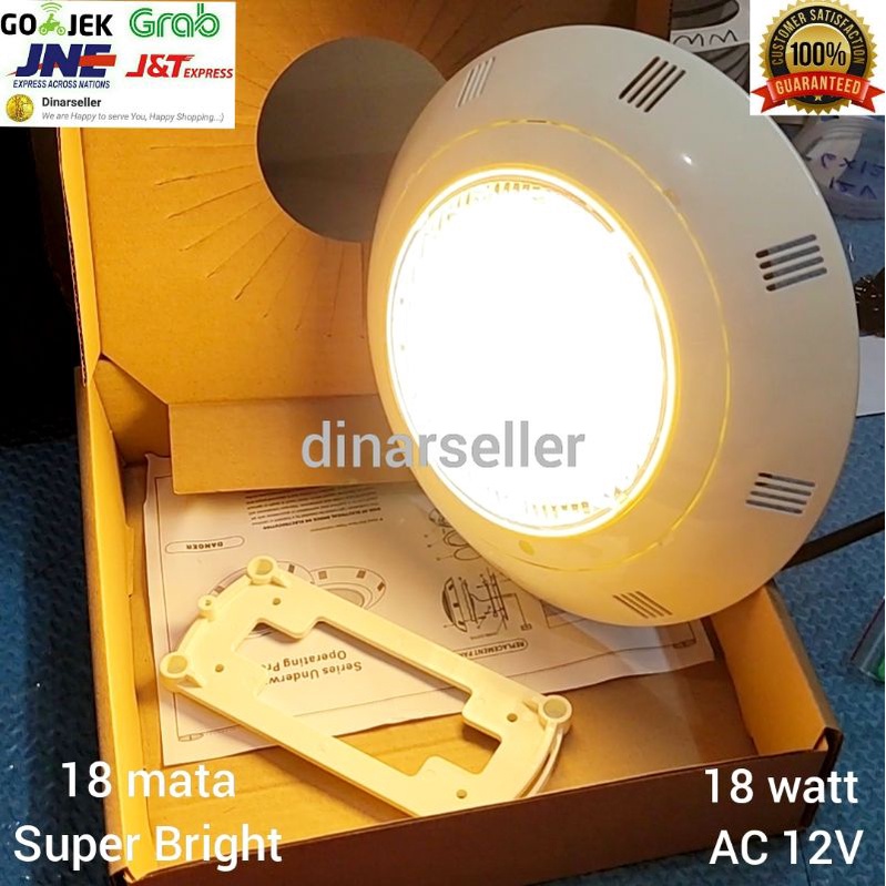 Jual LAMPU KOLAM RENANG LED UNDERWATER 18 WATT 18 MATA SWIMMING POOL PUTIH / WARM WHITE / RGB ...