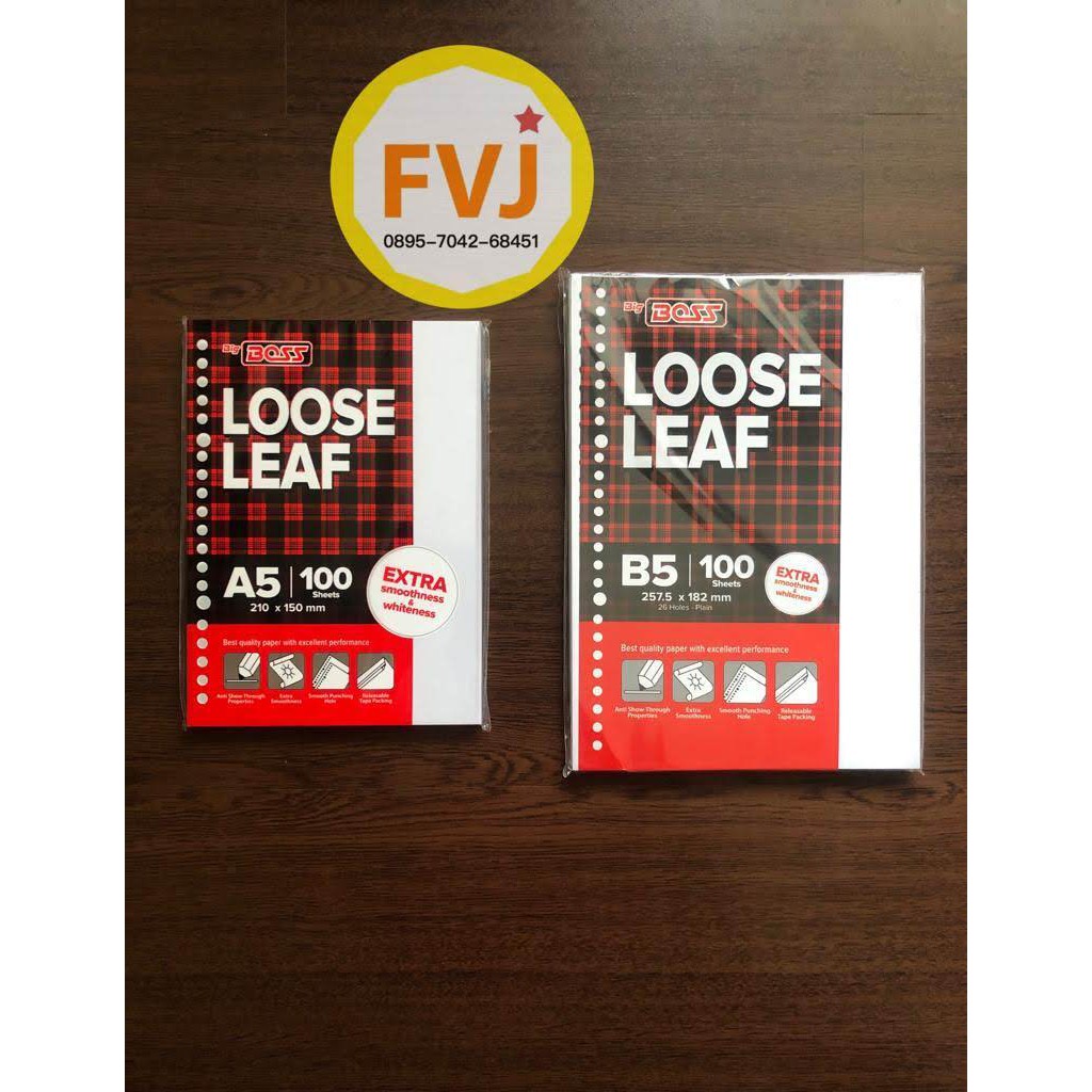 Jual KERTAS ISI LOOSE LEAF POLOS merek BIG BOSS B5-50 | Shopee Indonesia