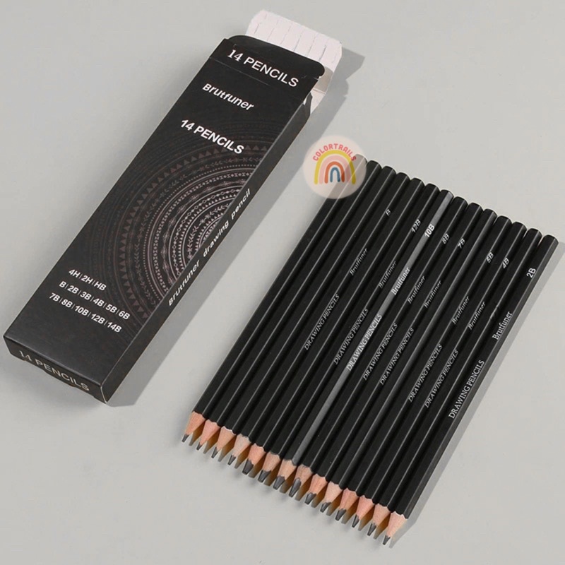 Jual Brutfuner Sketching Pencil Set 14pcs Drawing Graphite Pensil Gambar Sketsa | Shopee Indonesia