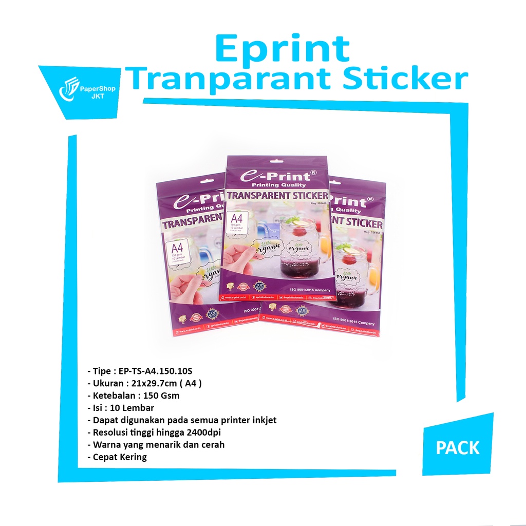 Jual EPRINT - Tranparant Sticker A4 150gsm - 10s - Pack | Shopee Indonesia