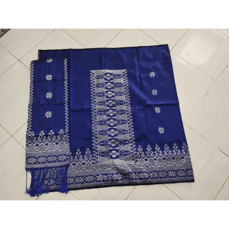 Jual Songket Silungkang biru elektrik silver | Shopee Indonesia