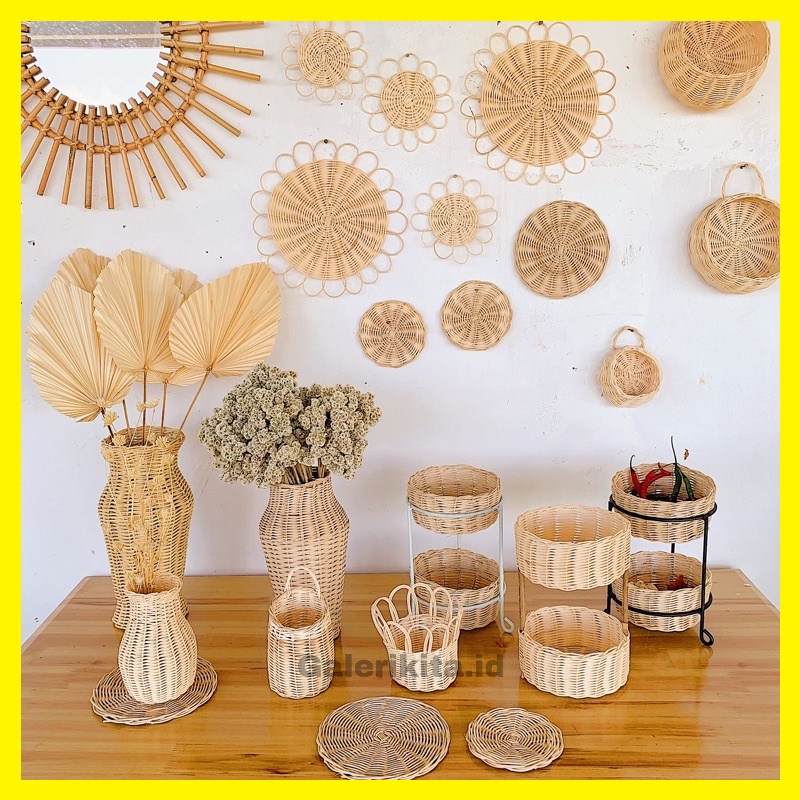 Jual Dekorasi Rotan Vas Rotan / Guci Rotan / Walldeco Rotan / Placemate ...