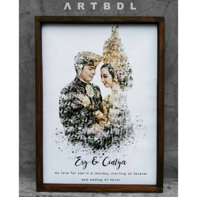 Jual WOOD FRAME A2 : Ink Smudge & Watercolor (ilustrasi, kado wisuda ...
