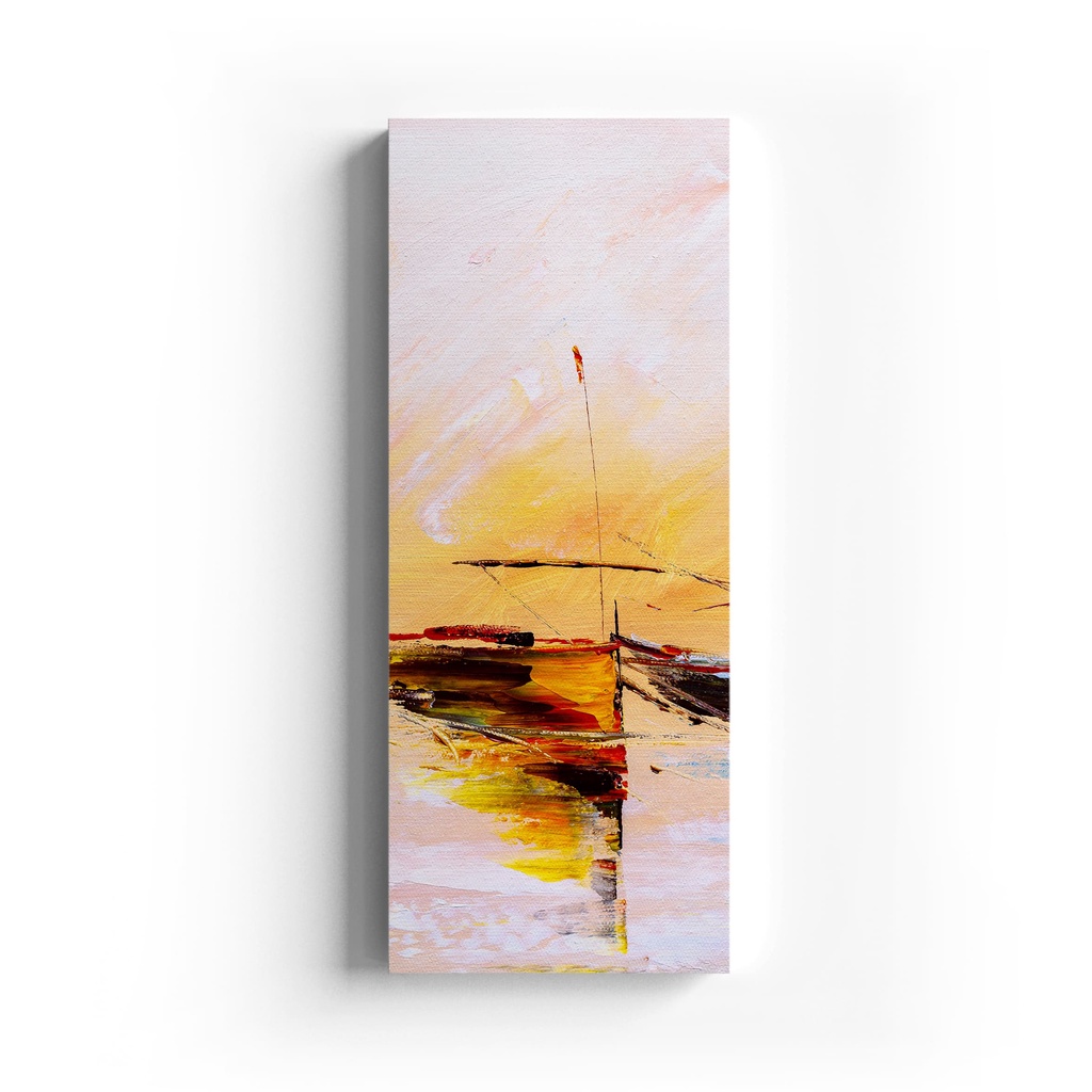 Jual Lukisan Panel Kapal Perahu di Laut Suasana Sunset di Pantai Bahan ...