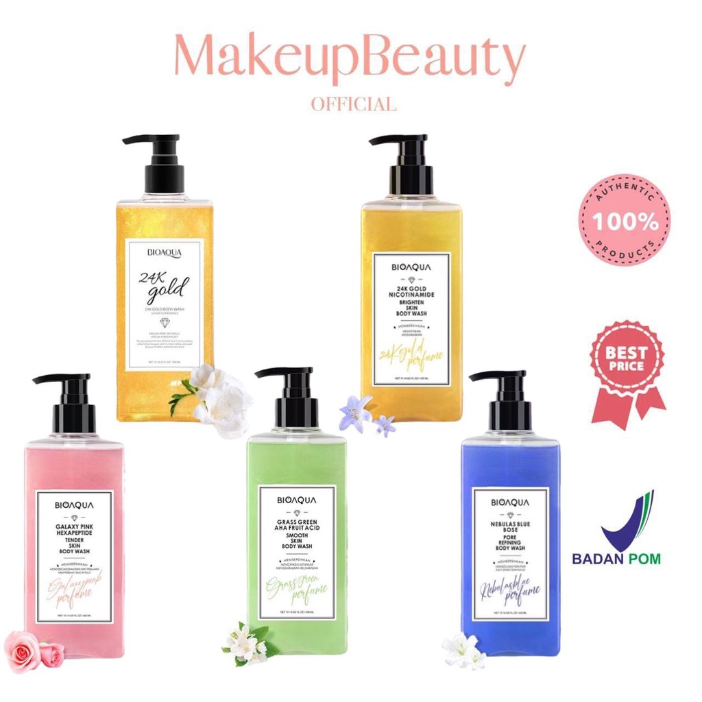 Jual BIOAQUA Body Wash 400ml - Smooth Skin | Pore Refining | Tender Skin | Brighten Skin | 24k ...