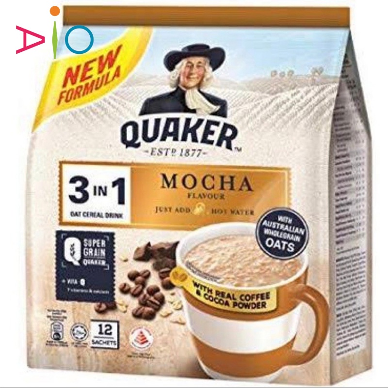 Jual Quaker 3 in 1 Mocha Oat Cereal Drink Malaysia | Shopee Indonesia