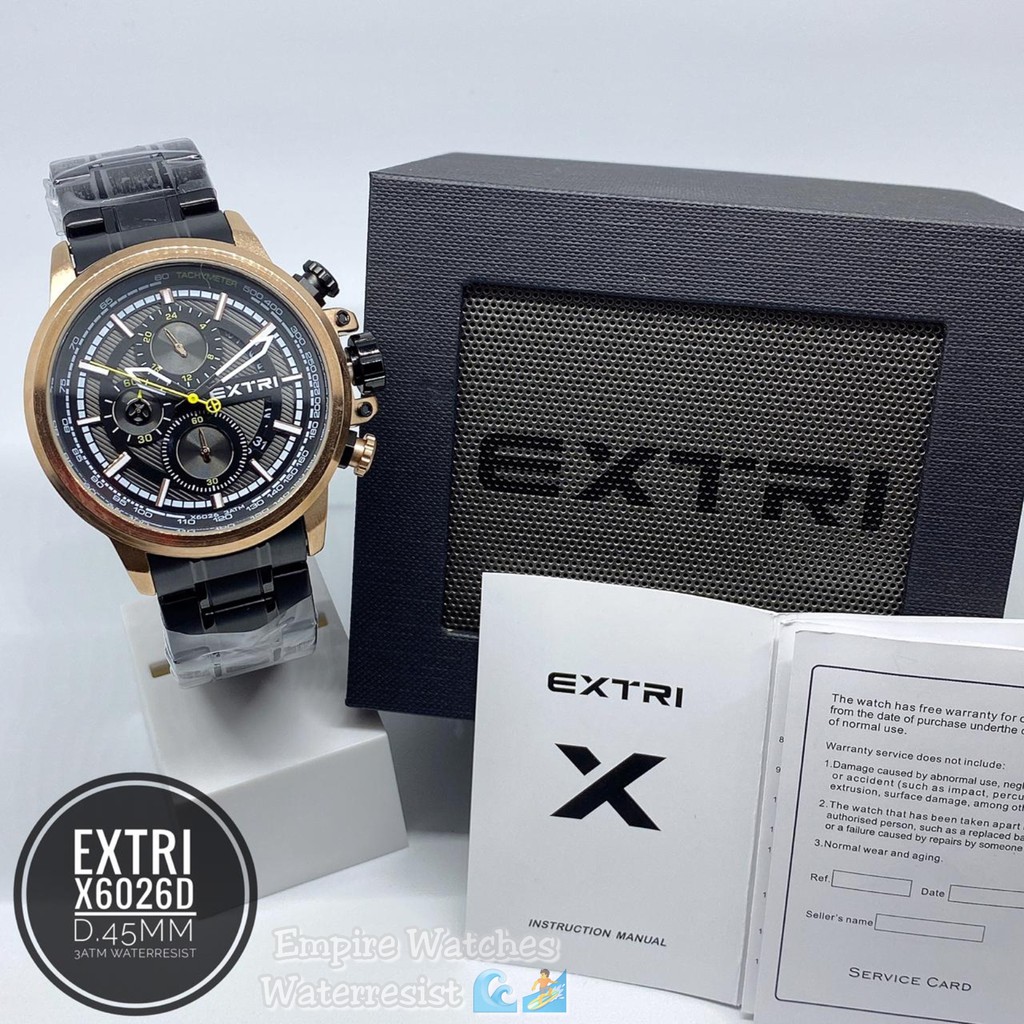 Jual Jam Tangan Extri X6026 Pria Rantai Stainless Chrono dan Tanggal Aktif Kualitas Original ...
