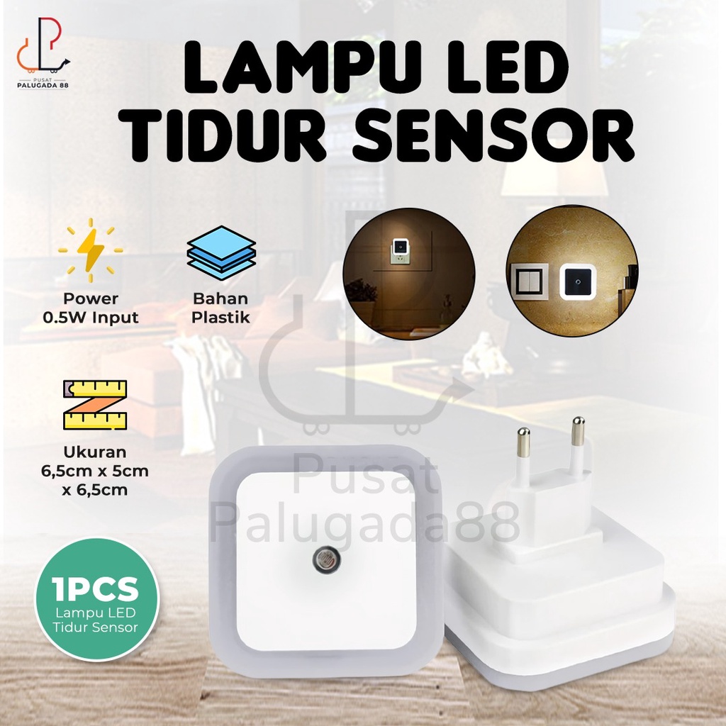 Jual Lampu Tidur Sensor Cahaya Persegi Dekorasi Ruangan Night Light Bed ...