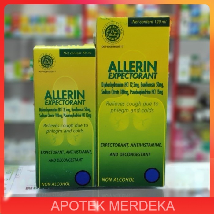 Jual allerin expectorant sirup / obat batuk berdahak dan pilek | Shopee ...