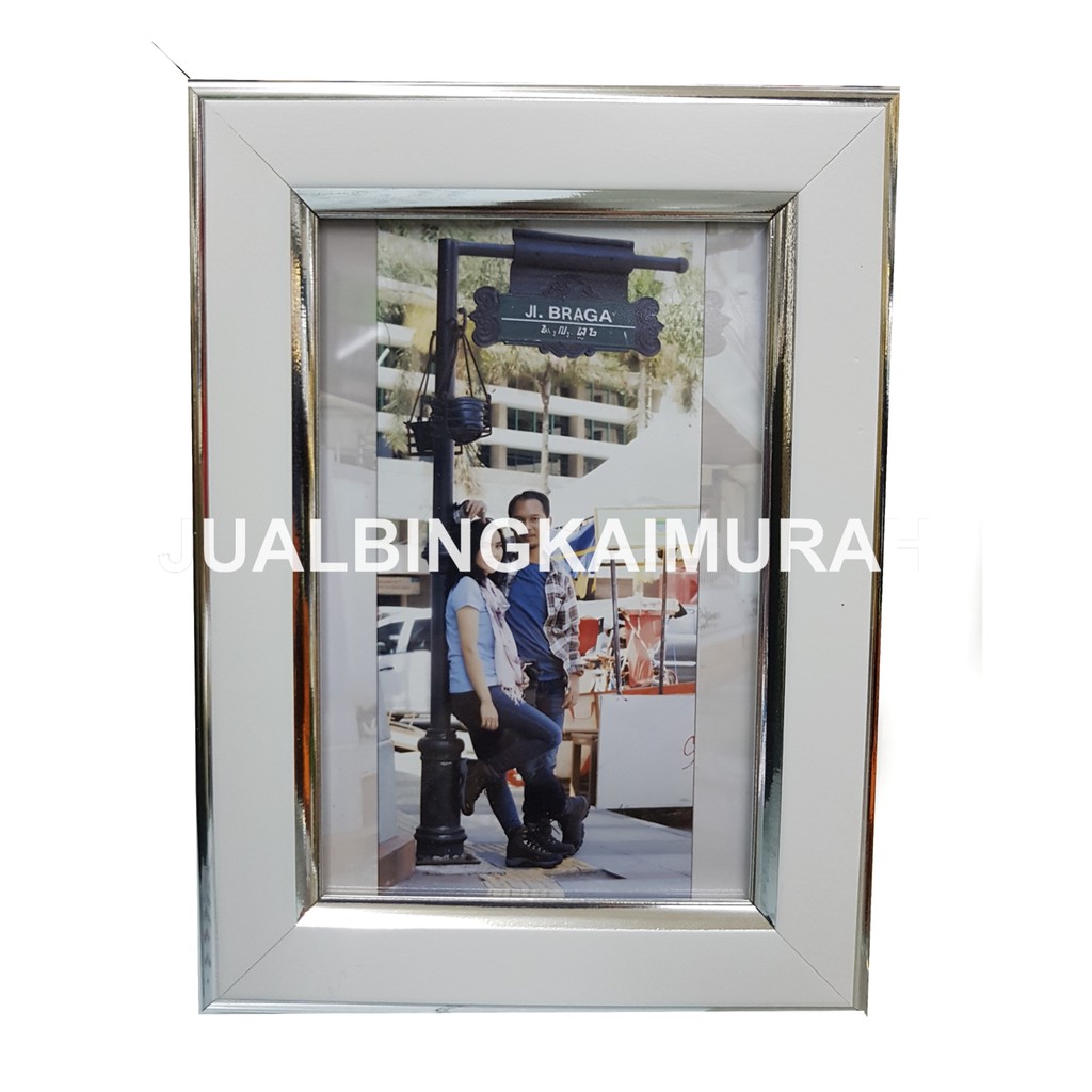 Jual Bingkai Foto 4R Putih Lis Silver | Photo Frame Minimalis | Pigura ...