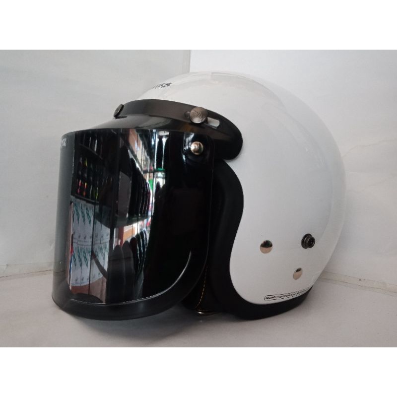 Jual HELM CARGLOSS RETRO CFM ORIGINAL SUPER WHITY WHITE | Shopee Indonesia