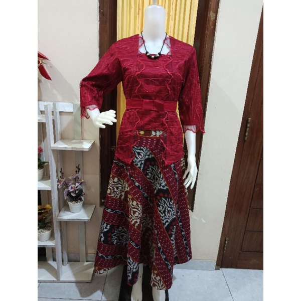 Jual setelan tenun rok payung & kebaya brokat, kemeja tenun | Shopee ...