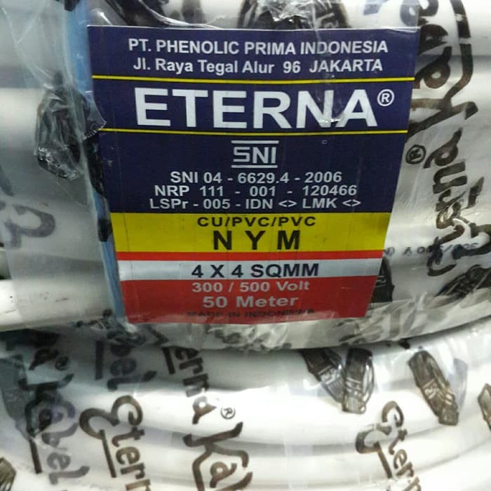 Jual Kabel Eterna NYM 4X4 @50m putih tunggal kawat | Shopee Indonesia