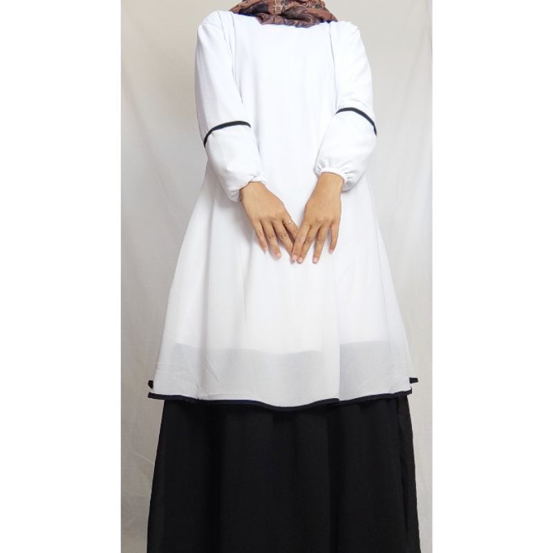 Jual Gamis Guru Hitam Putih Aliyah Model 2 Layer | Shopee Indonesia