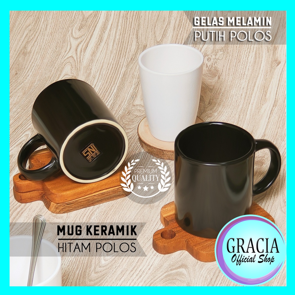 Jual Gracia - Gelas Keramik Hitam Polos - Mug keramik Porselen - Gelas ...
