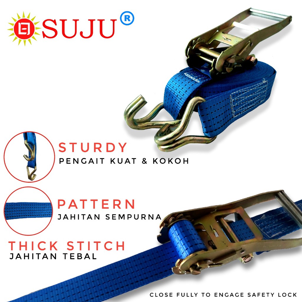 Jual HEAVY DUTY rachet tie down SUJU 2 inch x 10 meter 5 TON Tali ...