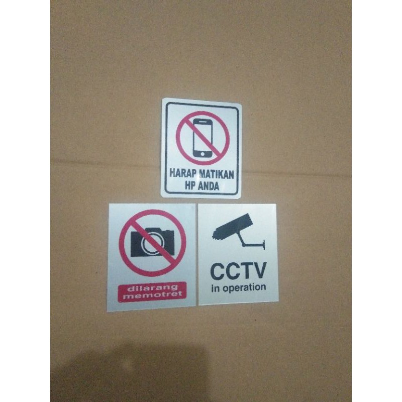 Jual Akrilik plat sign label Cctv, matikan hp, dilarang memotret ...