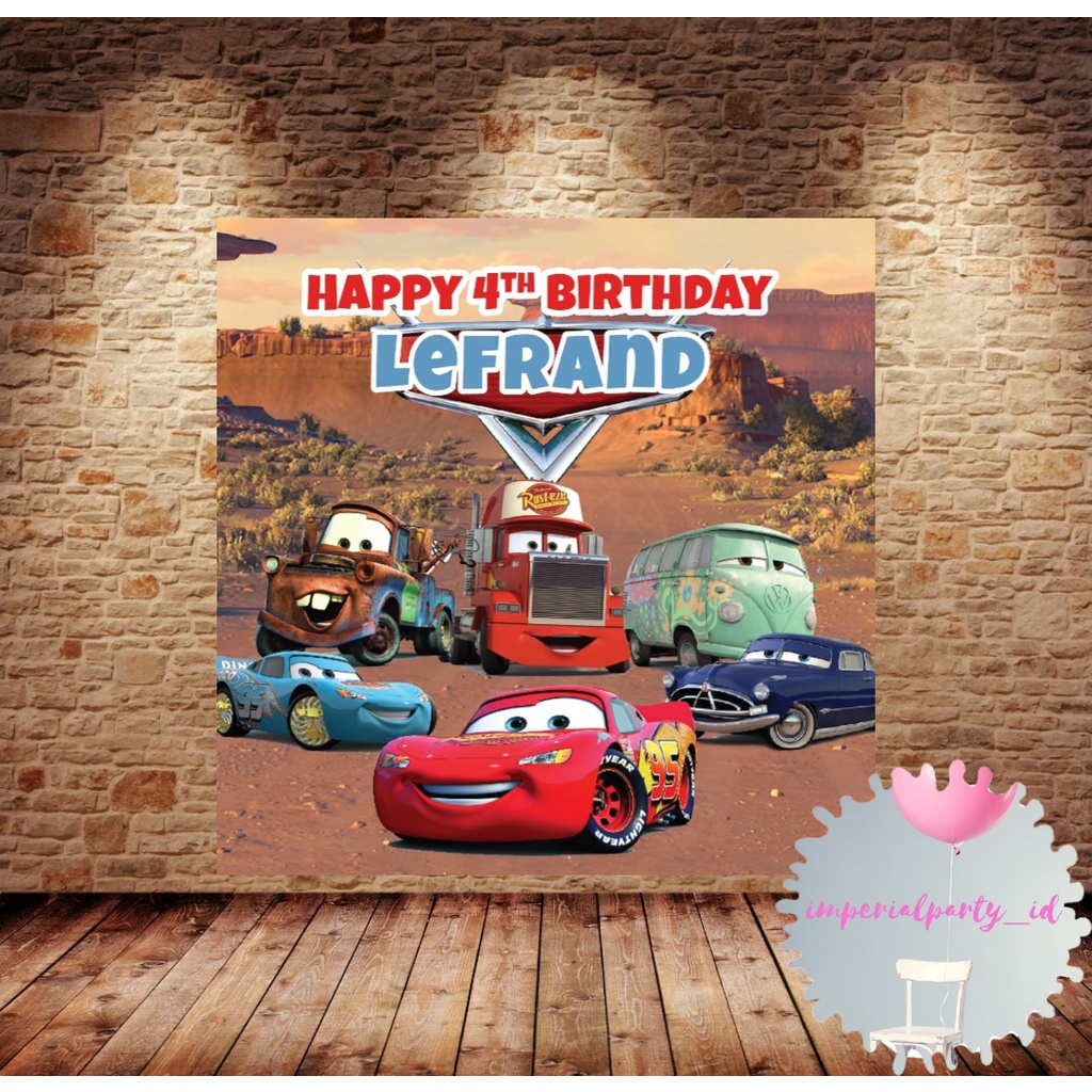 Jual Custom Backdrop Banner Spanduk Happy Birthday Cars Mobil Mcqueen ...