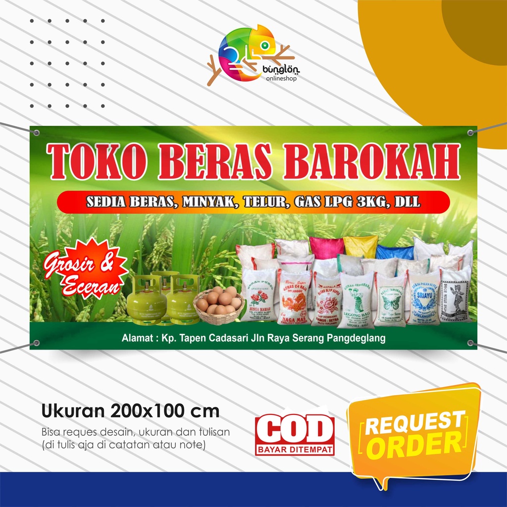 Jual Size 200x100 Cm, Spanduk Banner Toko Beras, Sembako | Shopee Indonesia