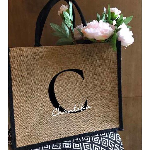 Jual Tote Bag Jute Bag Tas Goni Custom Monogram Series | Shopee Indonesia
