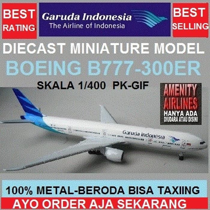 Jual DIECAST MINIATURE PESAWAT GARUDA INDONESIA BOEING B777-300ER ...
