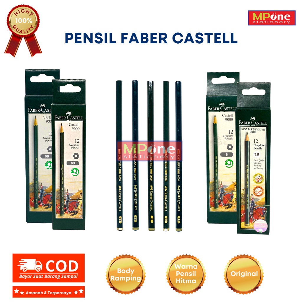 Jual (1PCS) Pensil Faber Castle / Pensil Faber 2B, 6B, B, 5B, 7B, 8B ...