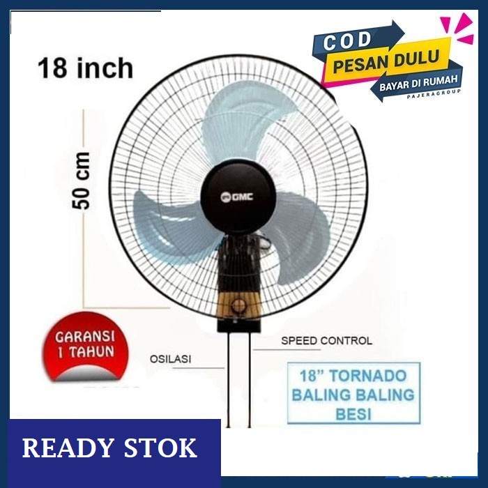 Jual Kipas Angin Dinding Jumbo Tornado Besi Wall Fan GMC 18 Inch - GMC ...