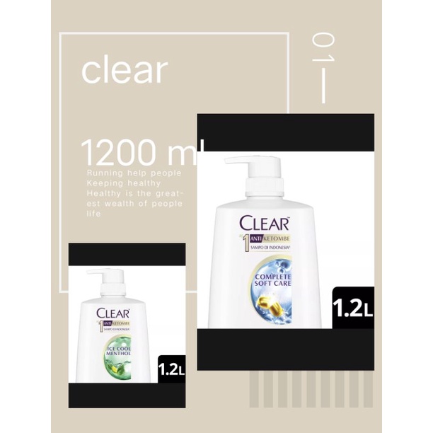 Jual clear shampoo anti dandruff ice menthol / complete care 850 ml ...