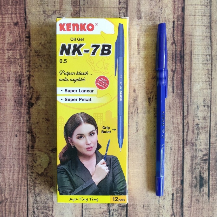 Jual Kenko Pen Oil Gel BLUE 1 Pack / 12 Pcs - Ballpoint Kenko NK-7B ...