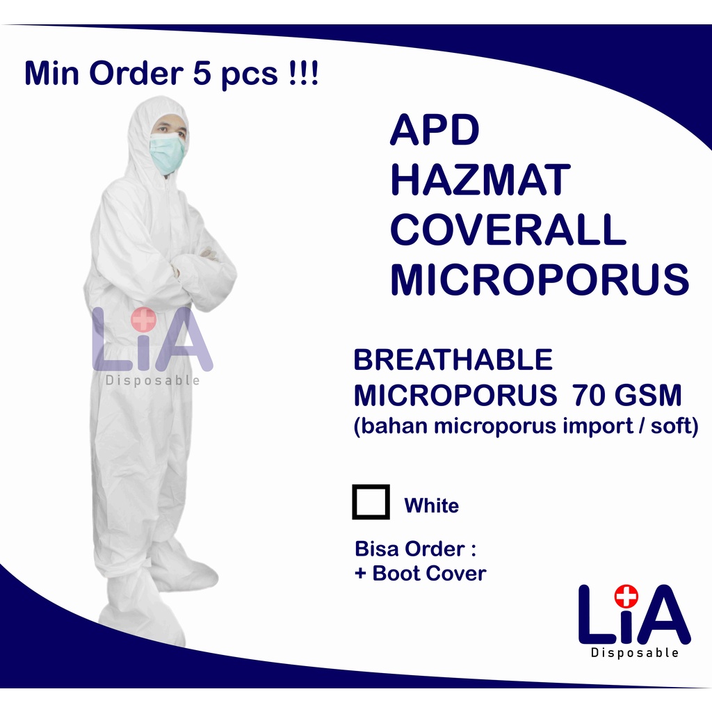 Jual APD MEDIS| HAZMAT | COVERALL MICROPORUS 70 GSM | Shopee Indonesia